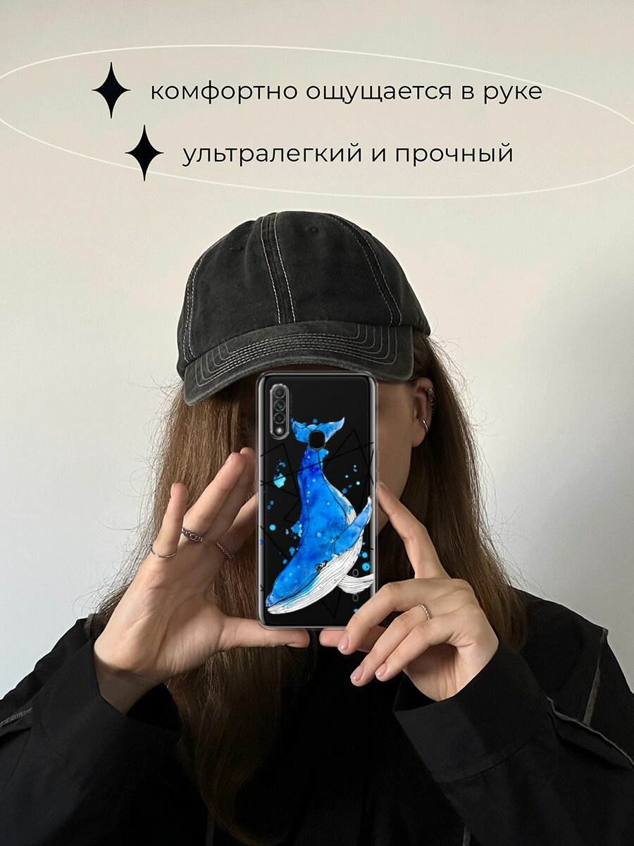 Чехол на Oppo A31 / Оппо А31 с принтом "Кит графика", прозрачный — фото 1