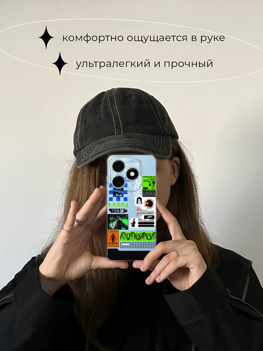 Чехол на Tecno Spark 20 / Текно Спарк 20 с принтом "Nothing impossible", прозрачный — фото 1