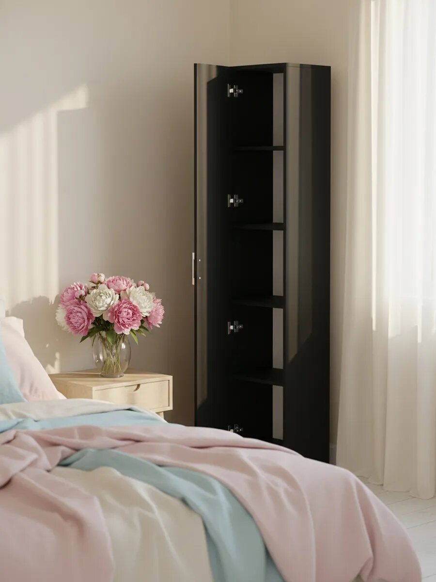 Шкаф пенал FRESTER распашной деревянный одежды полки спальня балкон, от производителя