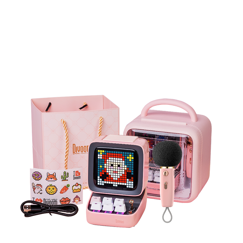 Bluetooth-динамик Divoom Ditoo 5mic для кемпинга на открытом воздухе, pink, встроенный микрофон, изы