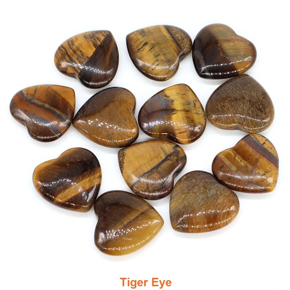 Натуральный аметистовый кристалл в форме сердца 20 мм Коричневый, 1PC, Tiger Eye
