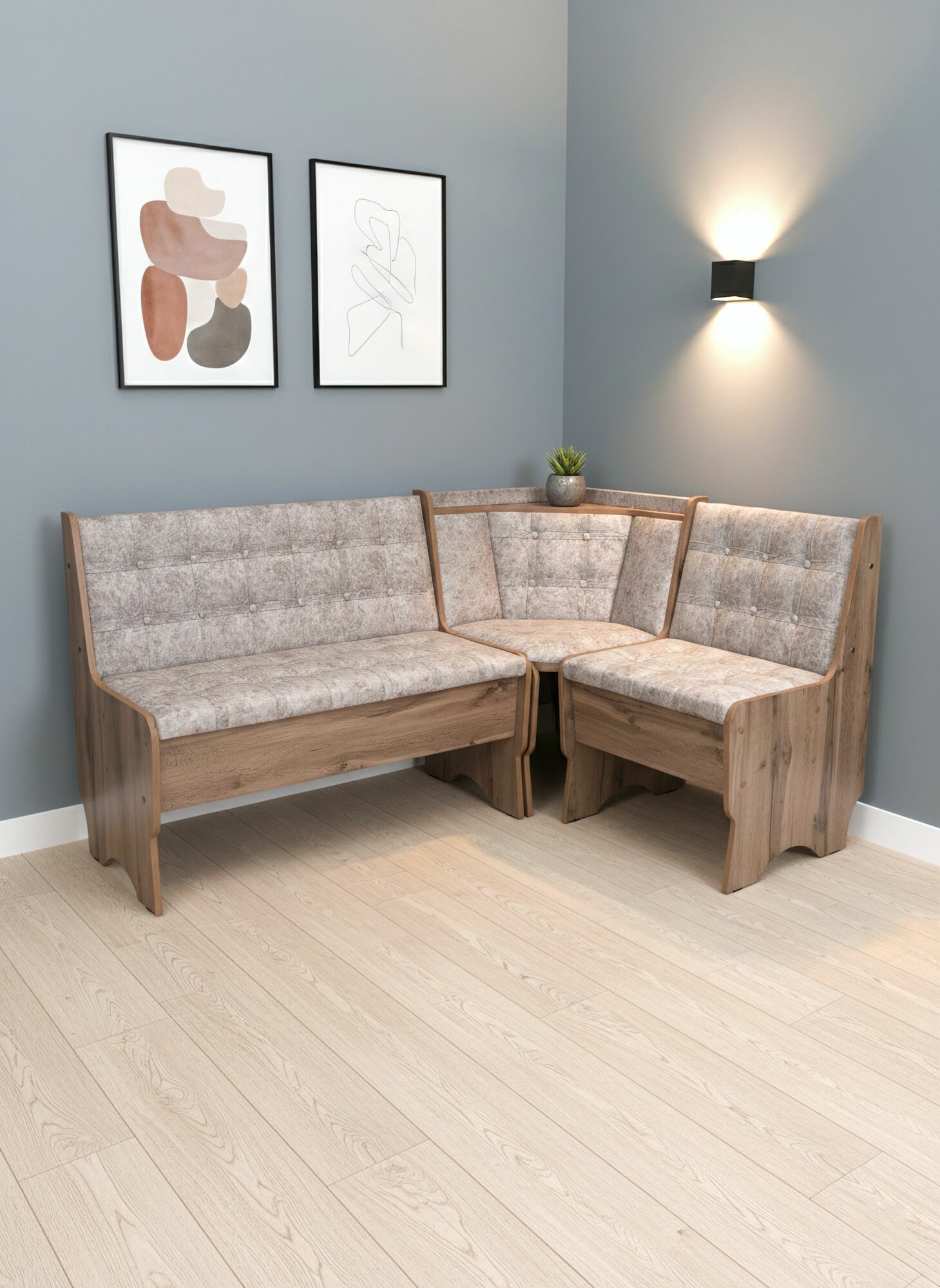 Диван Мир Мебели "Алёнка-17", угловой, велюр, ЛДСП, для кухни