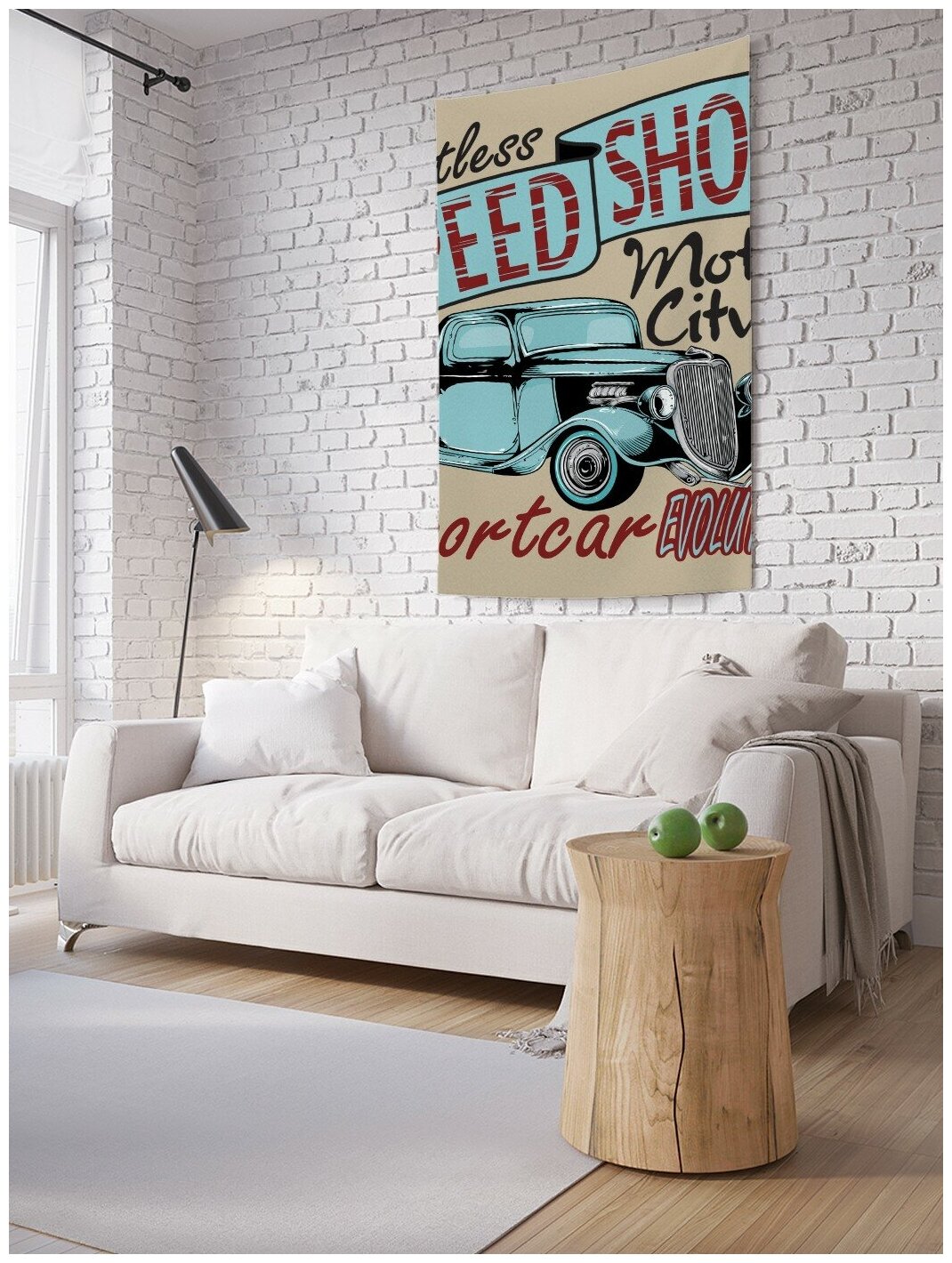 Фотопанно на стену тканевый вертикальный"Эволюция спорткаров", 150х200 см, JoyArty