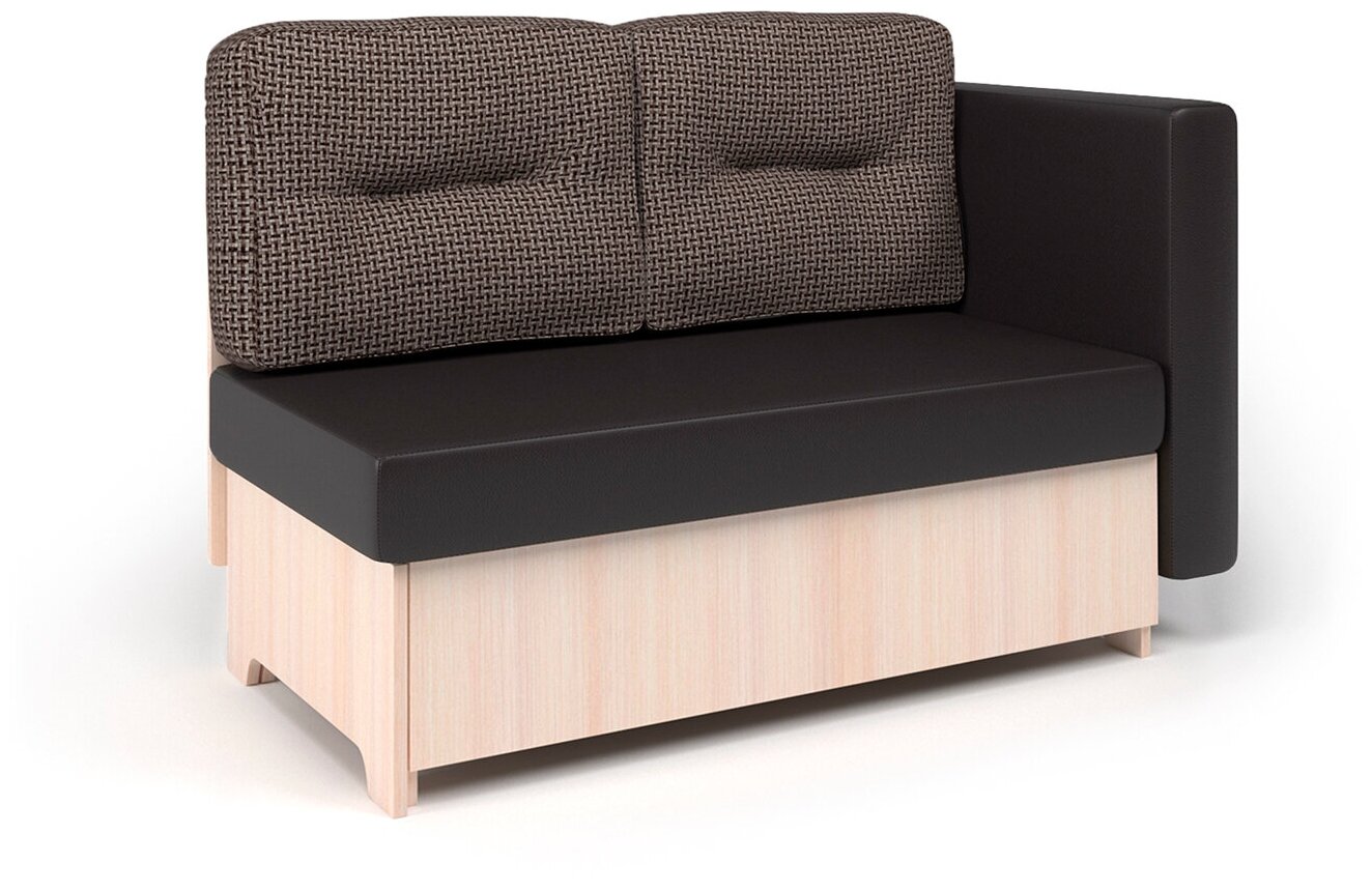 Диван кушетка Гамма 120, угол правый, вяз экокожа шоколад и Корфу