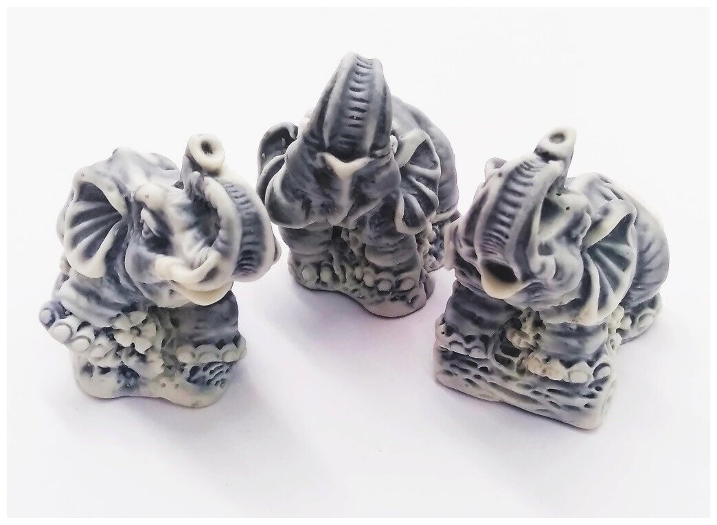 Статуэтка фигурка Слоники 5см Цена за уп3шт мрамор для интерьера, сувениры и подарки, декор для дома, фигурки коллекционные