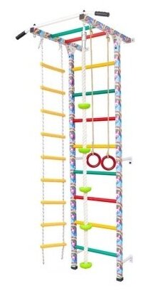 Шведская стенка с турником, веревочной лестницей, кольцами, канатом с упорами, тарзанкой