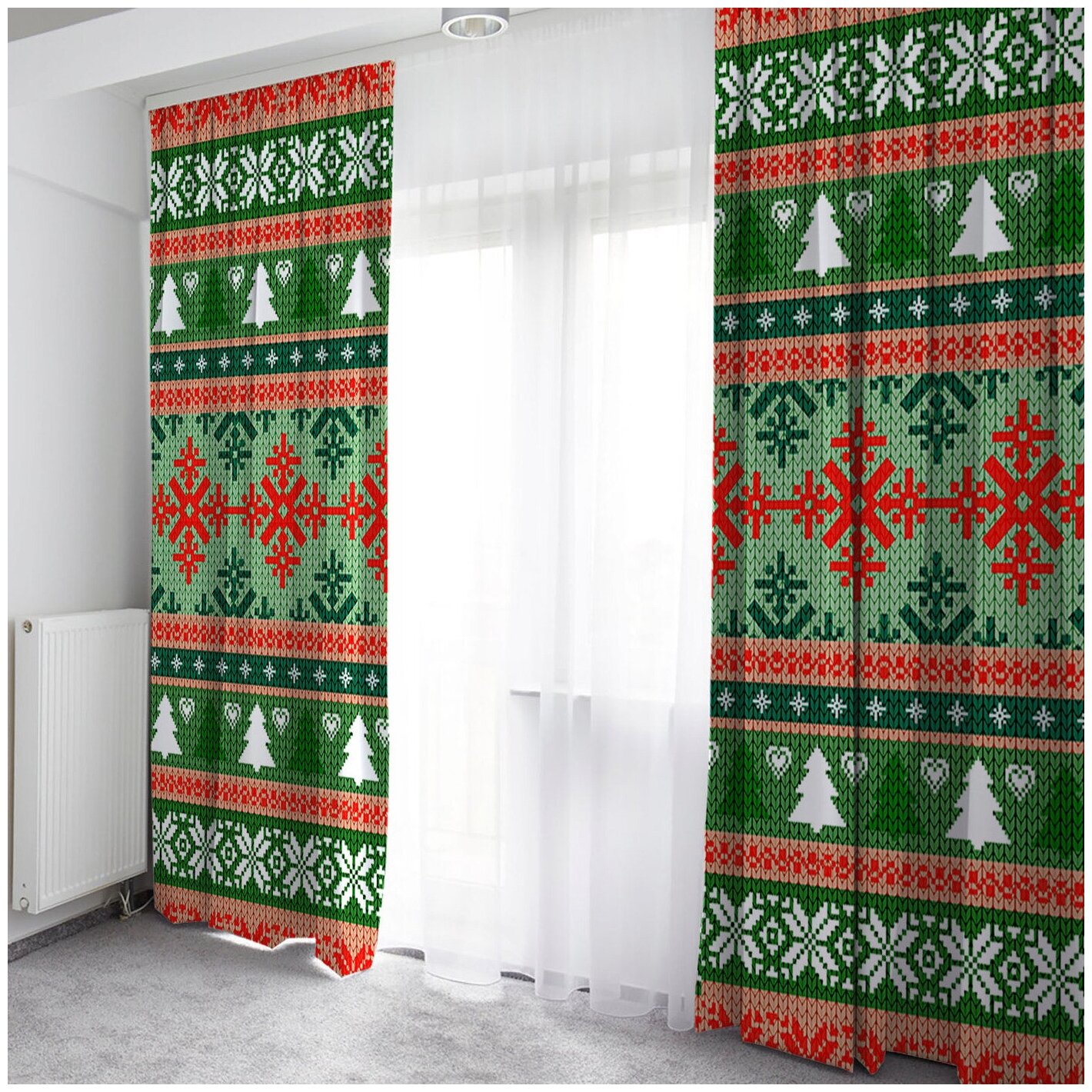 Фотошторы из габардина новогодние Good Room, 290x260 см.