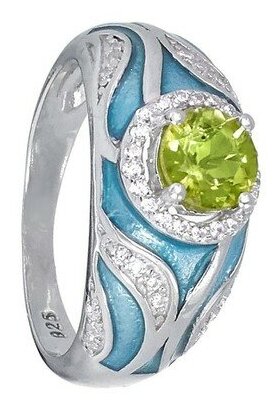 Кольцо, серебро, 925 проба, хризолит