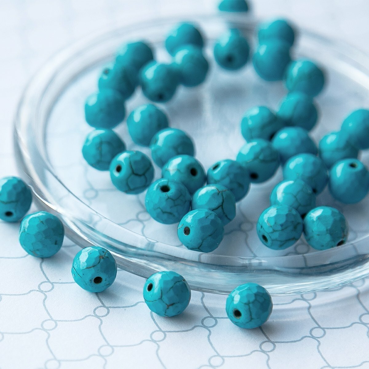 Говлит бусины 20 шт. / Синтетический камень бирюза, цвет голубой, размер 10 мм