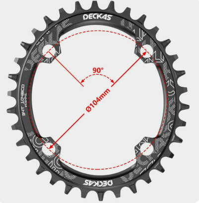 Звезда велосипедная DECKAS NW, алюминий, 34 зубца, BCD104, черная