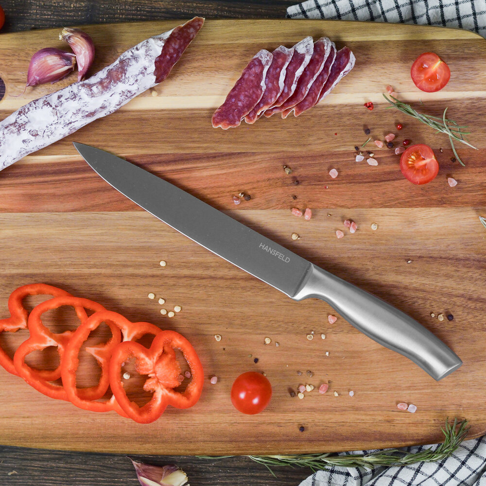 Нож кухонный разделочный 20см HANSFELD Aurora / для разделки рыбы мяса