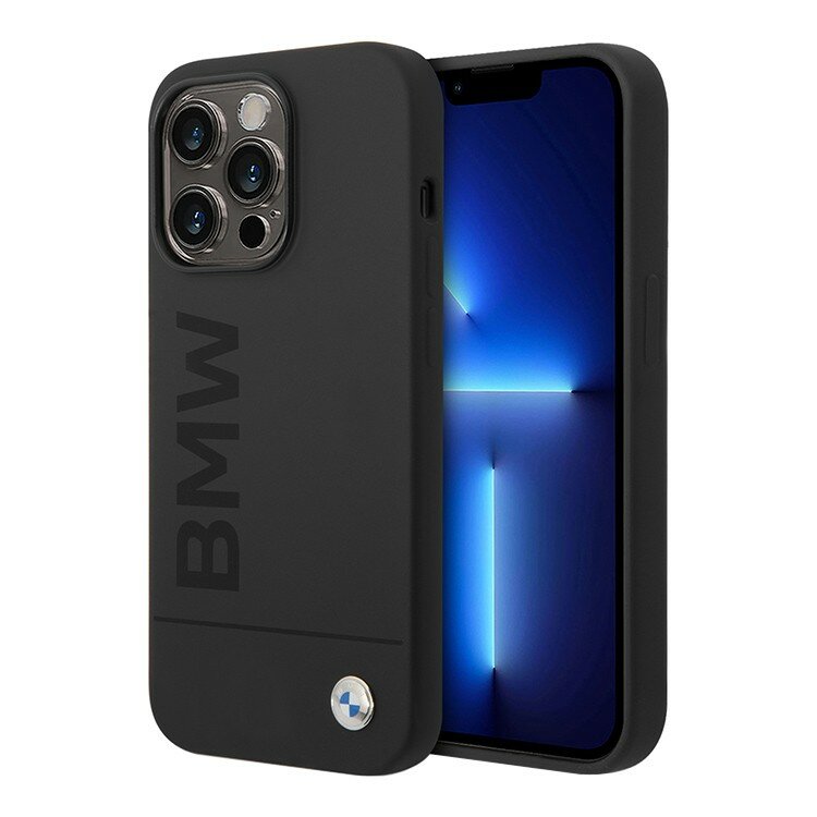 BMW Signature Laser logo силиконовый чехол для iPhone 15 Pro, черный (MagSafe)
