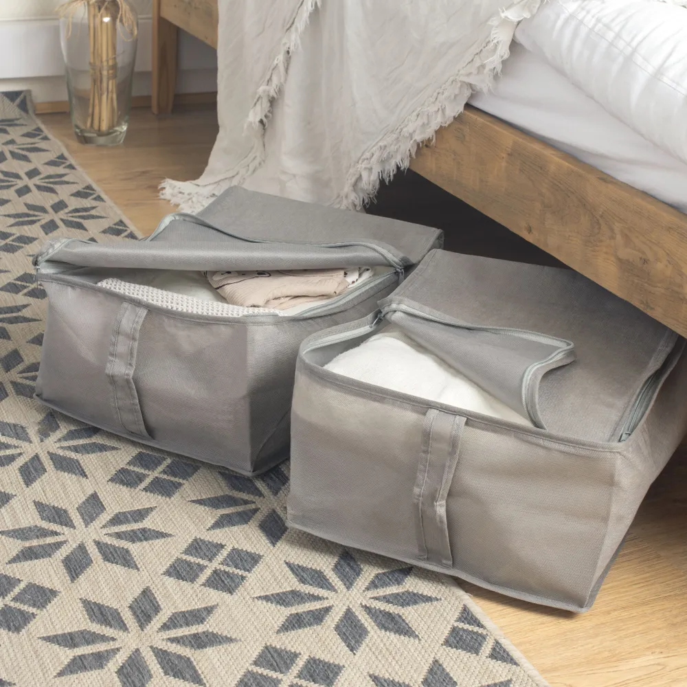 Кофр для хранения "Здравствуй, Мама" спанбонд, серый 40х30х20, 4 штуки