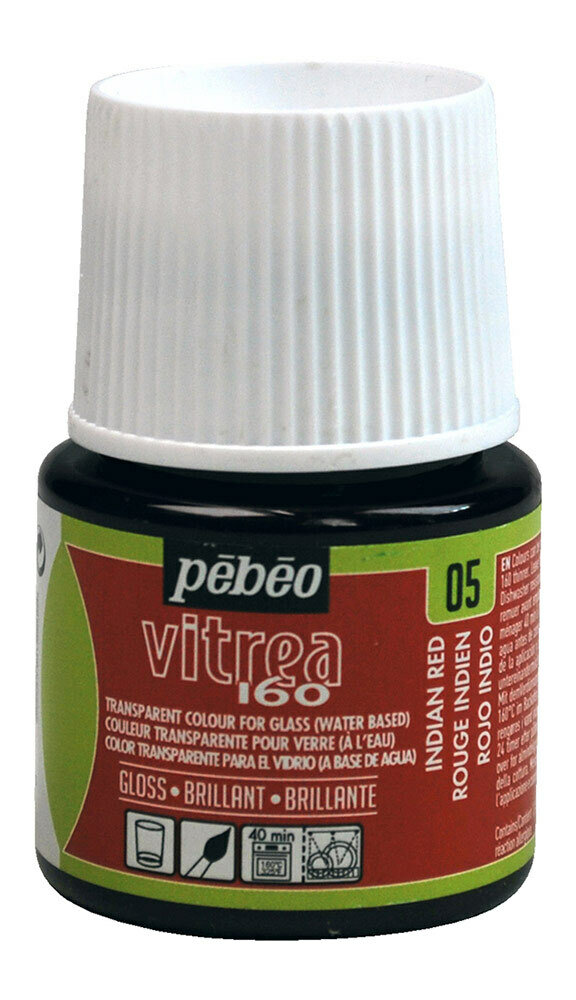 Краска по стеклу Pebeo глянцевая, под обжиг, Vitrea 160, 45 мл, индийский красный