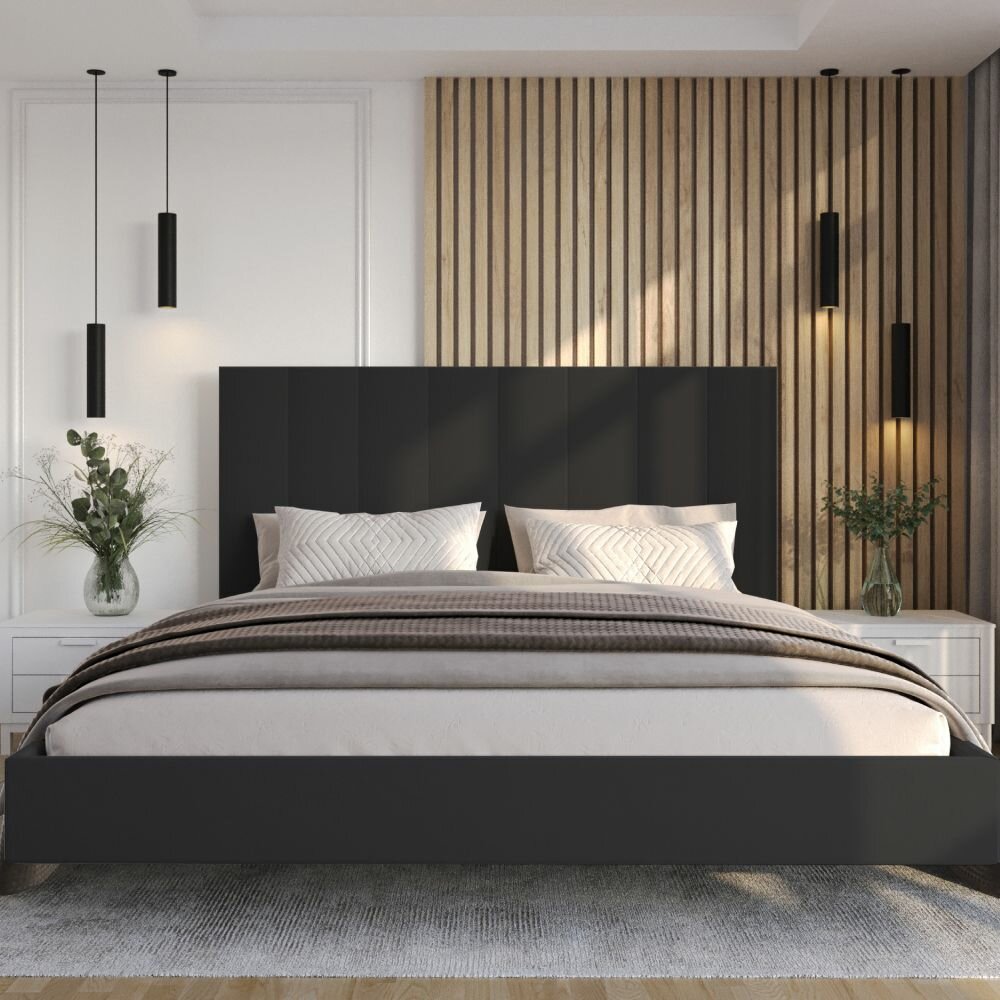 Кровать двуспальная 180x200 парящая Найроби цвет Черный