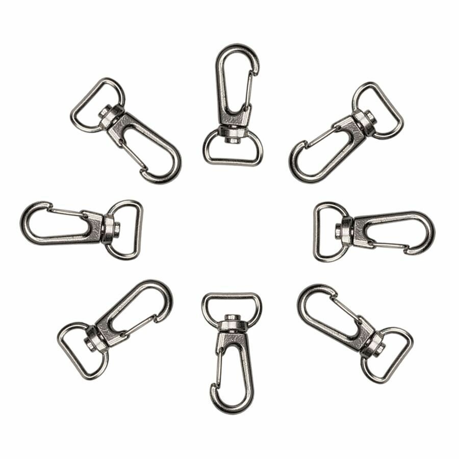 Карабин металлический для сумок и рукоделия 37 мм, никель (Ni), 8 шт.