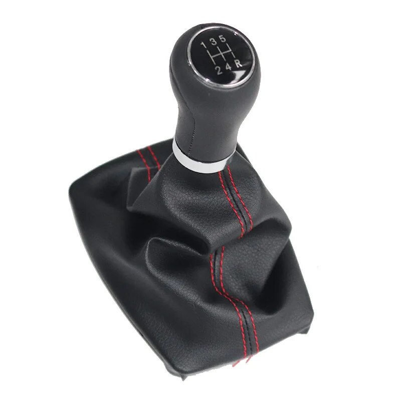 Хромированная и кожаная ручка переключения передач автомобиля, рычаг 12345R red line set
