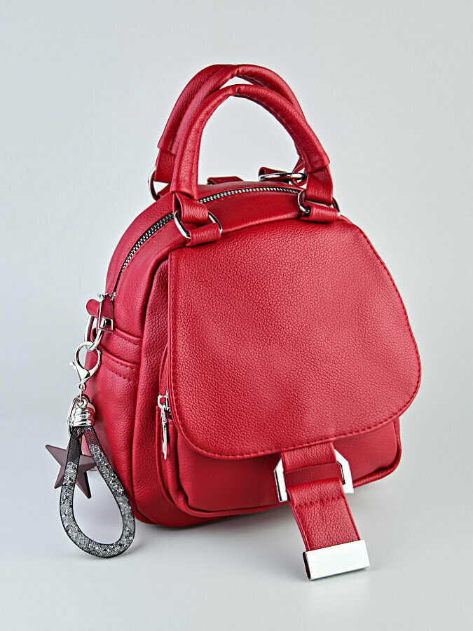 Рюкзак женский, повседневный на молнии, мини рюкзак, экокожа Hideon красный