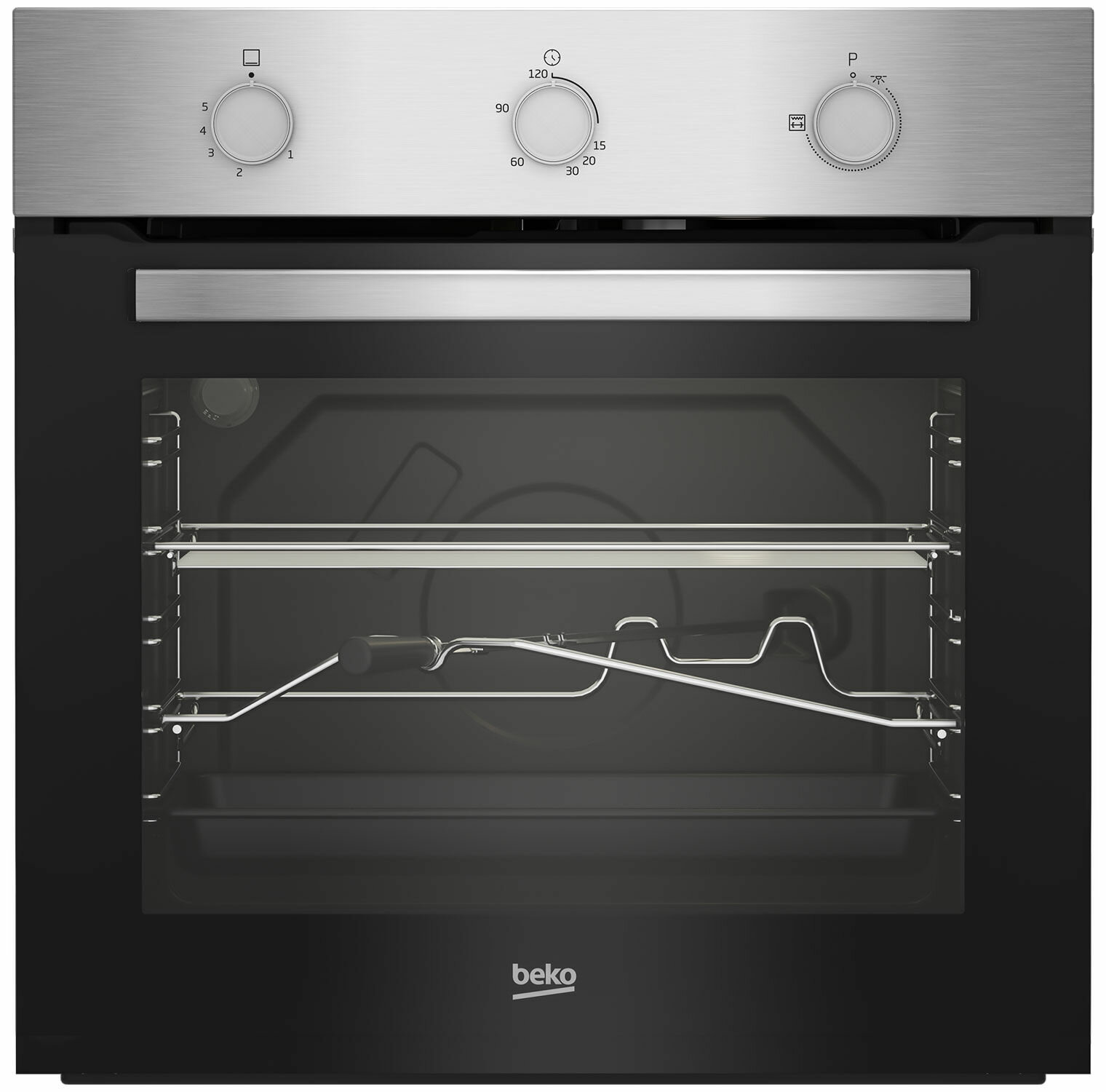 Духовой шкаф газовый Beko BBIGT21100X нержавеющая сталь, 72 л, электрогриль, вертел