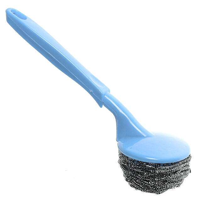 Щетка-мочалка с ручкой HOMEQUEEN 20см металл пластик для мытья тела в ванной комнате