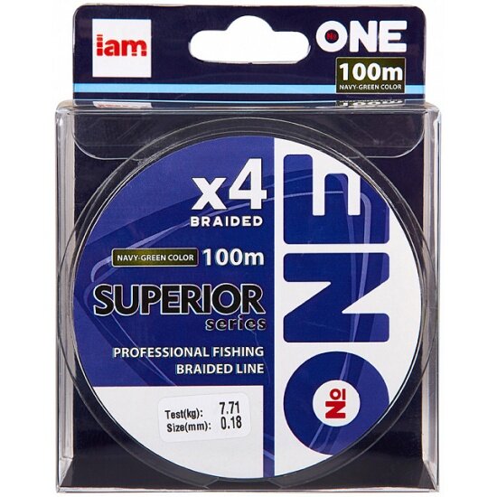 Леска плетеная Number One ONE SUPERIOR Х4-100 0.08мм, зеленый (navy-green)