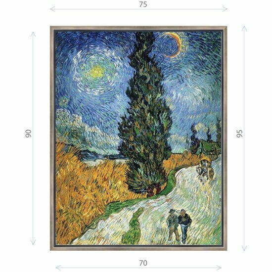 Картина Декор Депо Винсента Ван Гога Дорога с кипарисом под звездой Матовый холст в раме 95х75 см