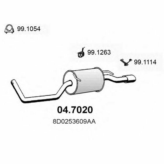 Глушитель выхлопных газов конечный, ASSO 04.7020 (1 шт.)