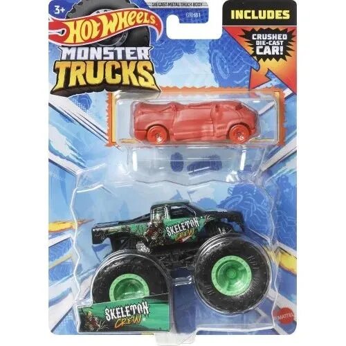 Машинка Hot Wheels Monster Trucks Skeleton Crew 1:64 плюс машинка HKM11