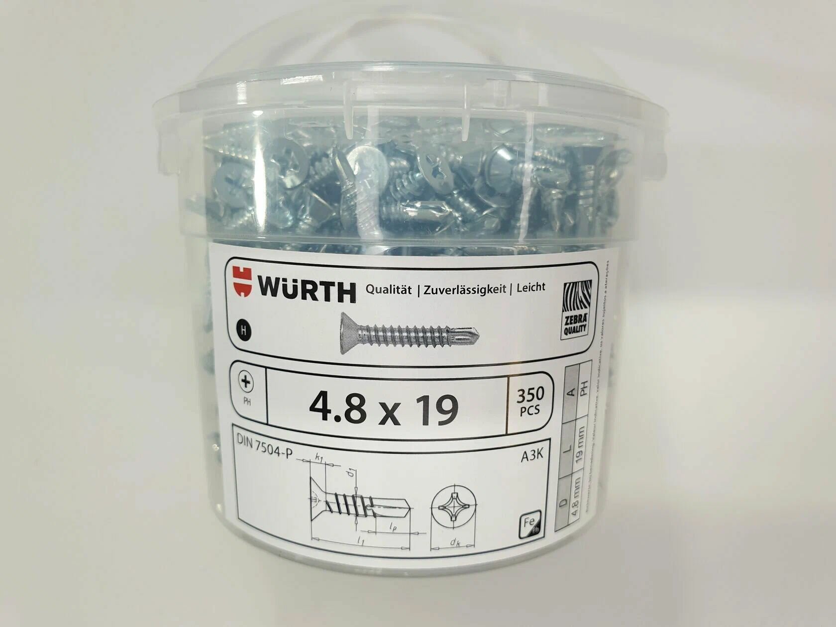 Саморез по металлу DIN 7504-P 4.8x19 (PH) (350 pcs) WURTH, Германия