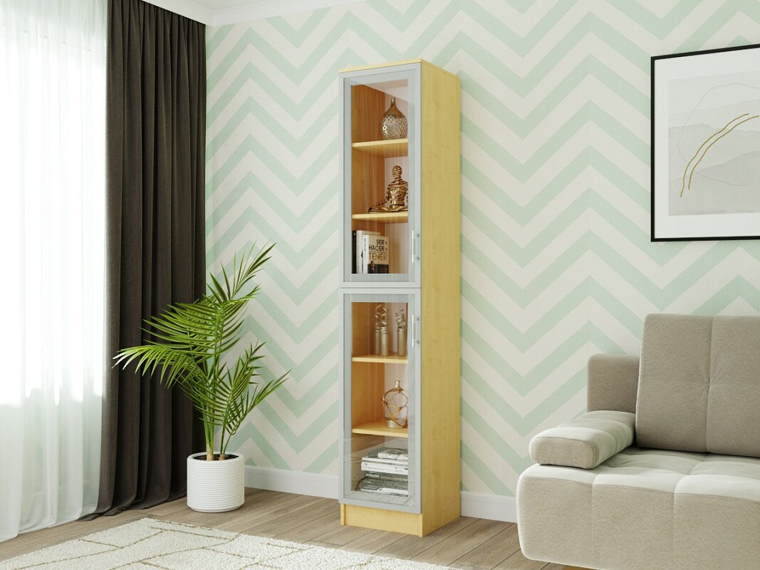 Книжный шкаф МебельЛэнд24 Альма - 2 Клен 40x30x210 желтый