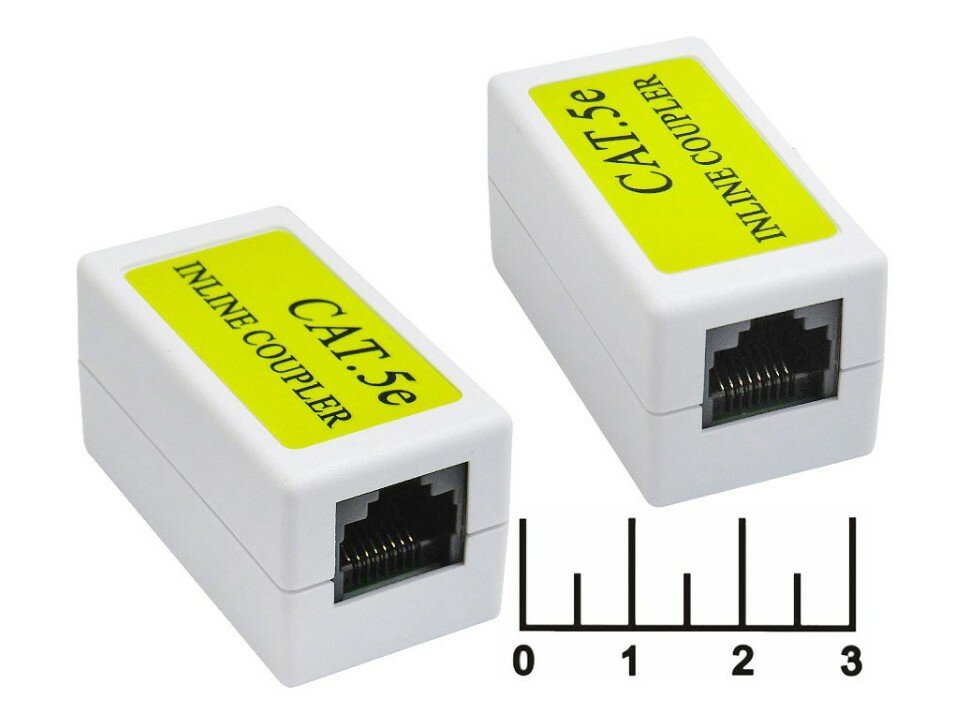 Переходник компьютерный 2 гнезда 8P8C (RJ-45) линейный (NA350)