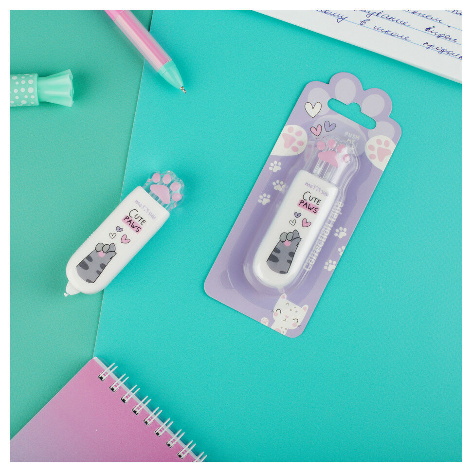 Корректирующая лента MESHU "Cute Paw", 5мм*6м, блистер, европодвес, 359576
