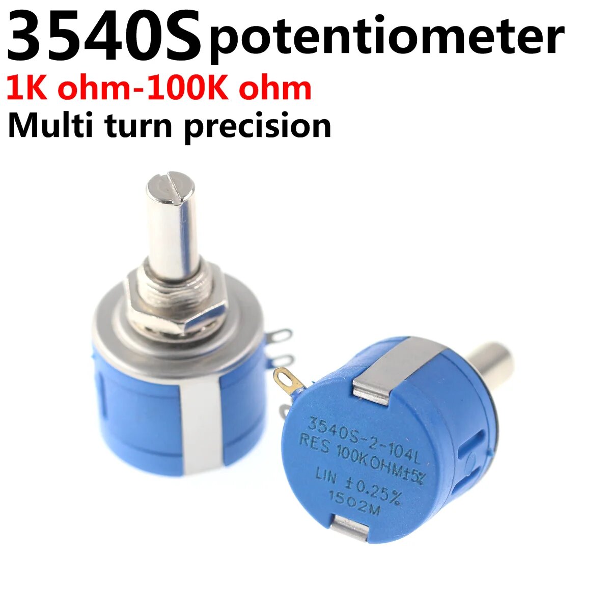 2x Потенциометр многооборотный 2K Ohm Hongqichip 3540s