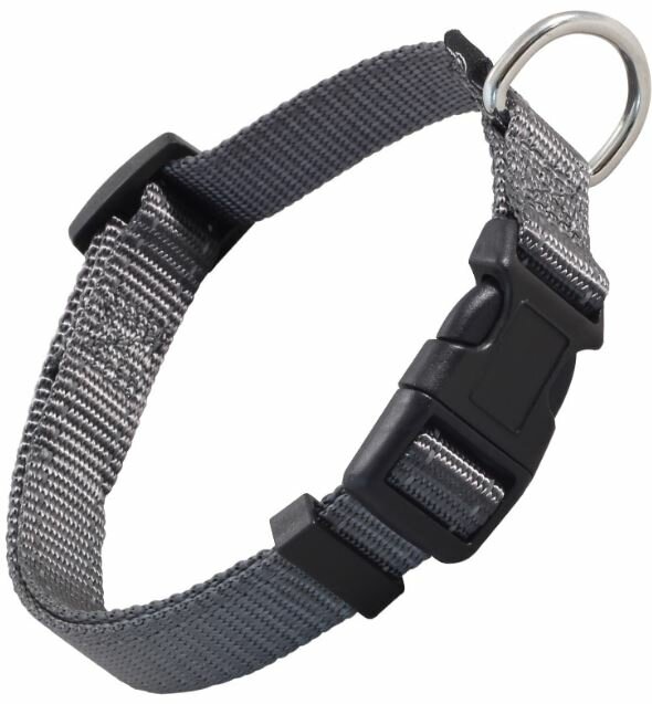 Triol Ошейник со светоотражающей строчкой серый, нейлон, 2*34-49 см (HL07M)
