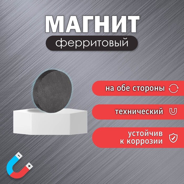 Магнит технический (магнитит на обе стороны), 20×3 мм, 70 шт.
