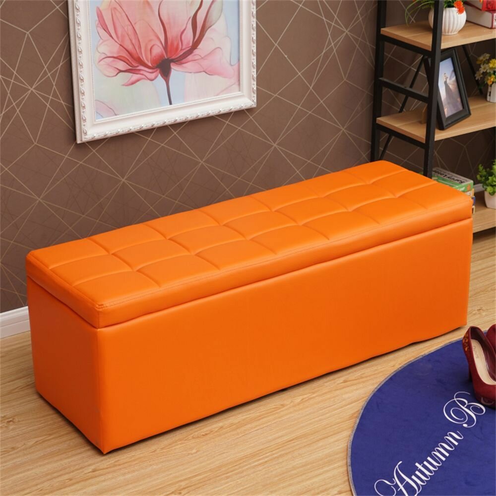 Мягкая скамья с системой хранения, легко чистящаяся кожаная поверхность, 150х40х40 см