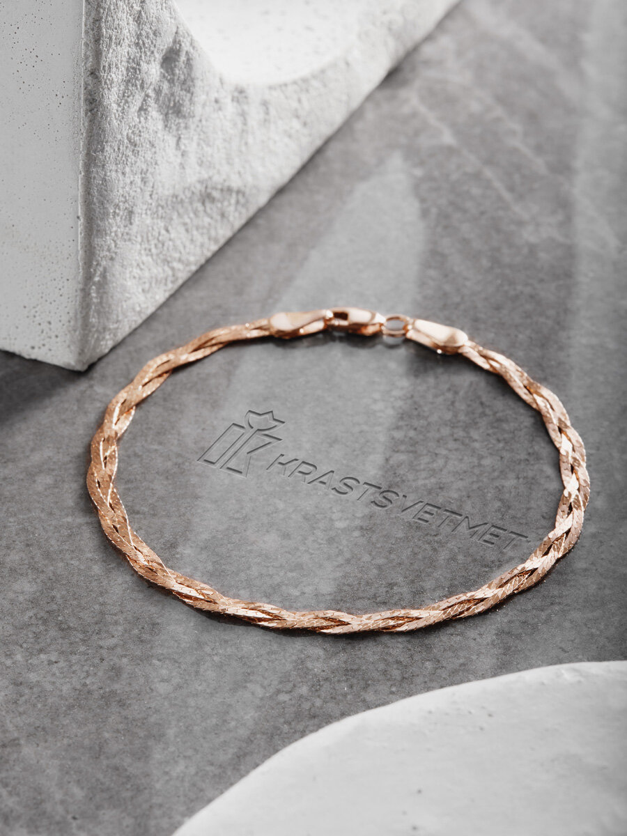 Браслет-цепочка, красное золото, 585 проба