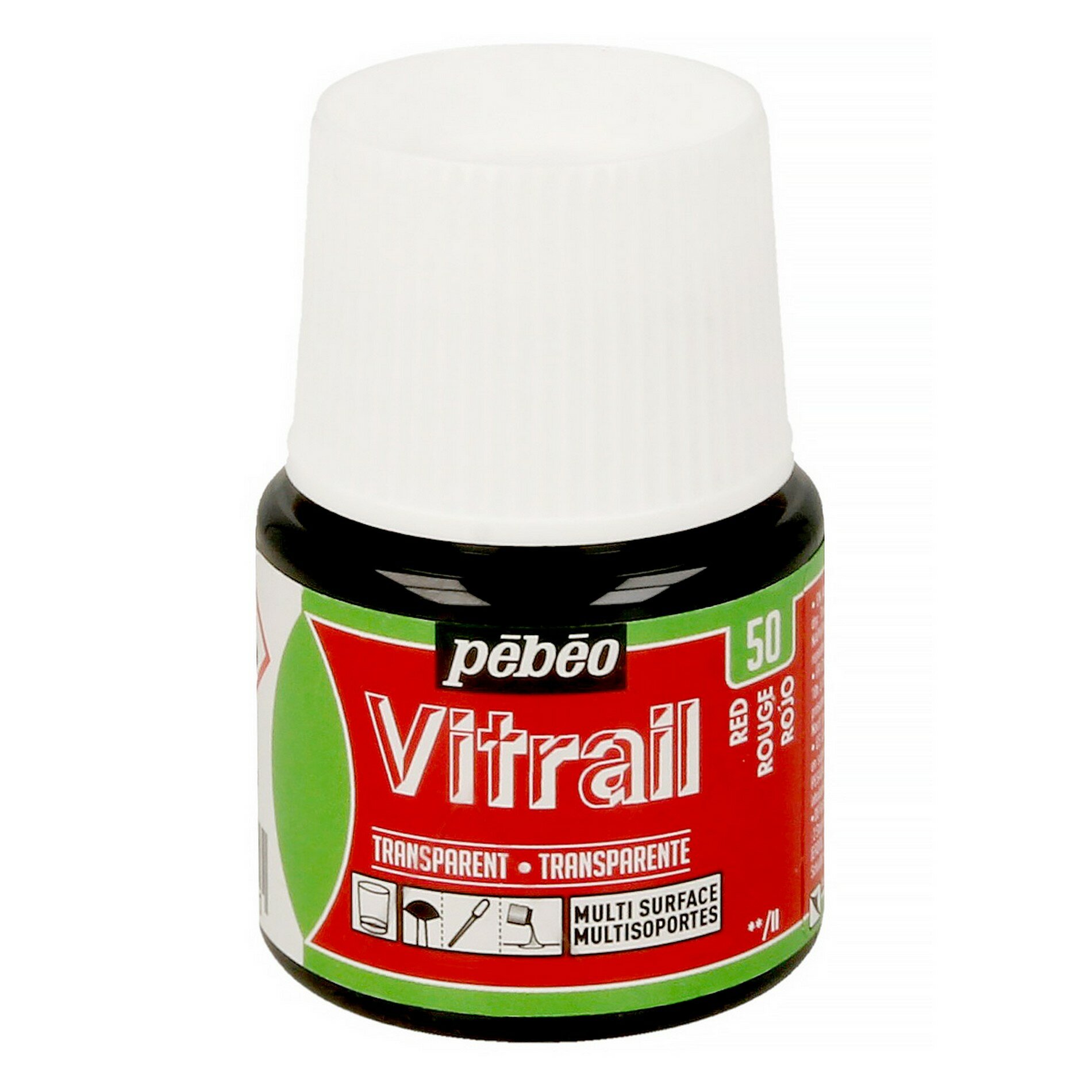 Краска для стекла и металла Vitrail лаковая прозрачная 45 мл, цв. красный