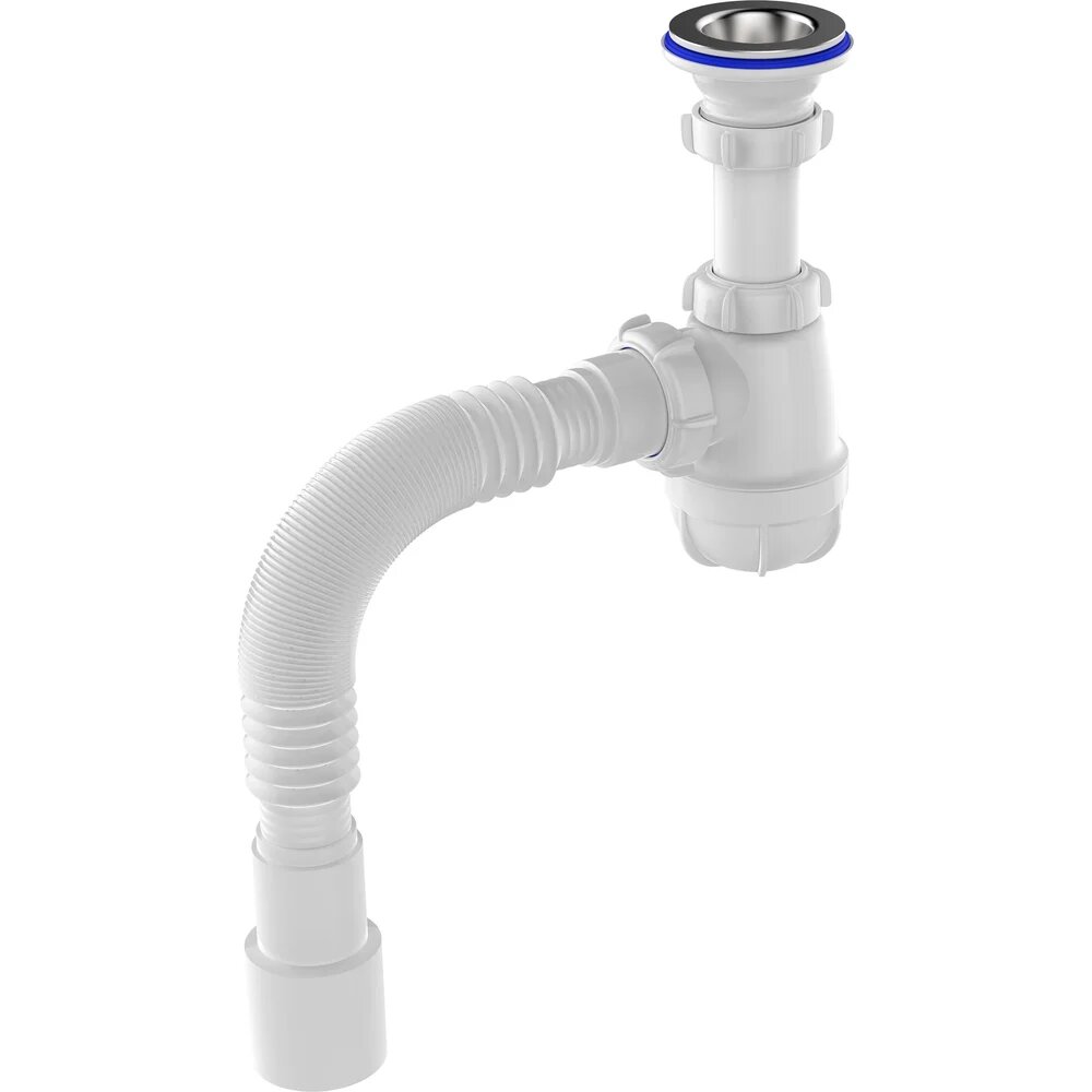 Сифон для умывальника Aquant 1 1/4"х40 с металлической решеткой с гофротрубой 40x40/50 S1015-35-MR
