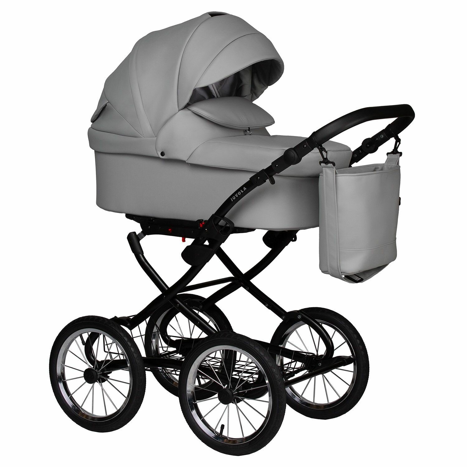 Коляска для новорожденных 2 в 1 Jovola Tessa Classic Eco Plus 14 универсальная, всесезонная, Te 04 (св. серая кожа)