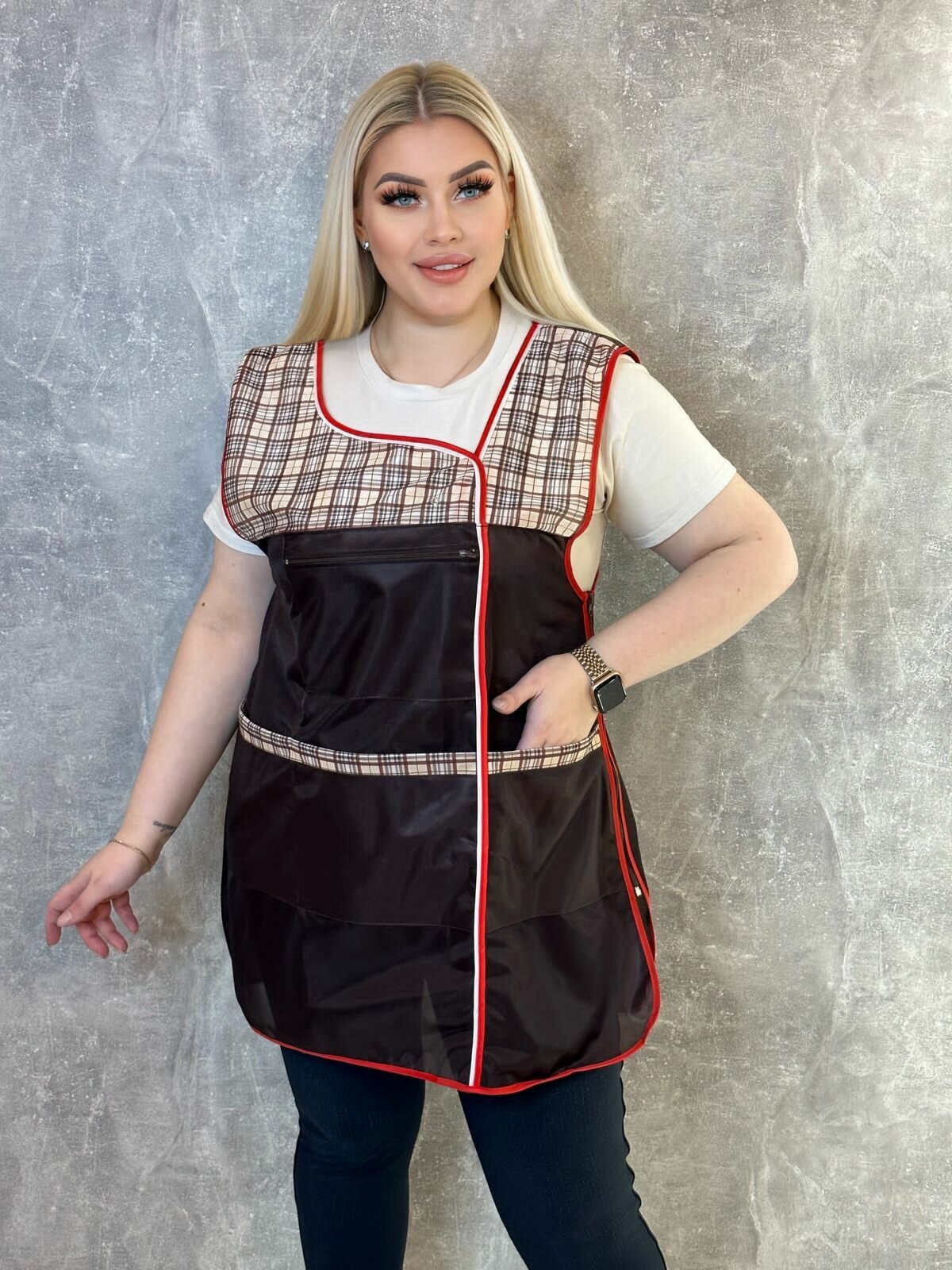 Сарафан рабочий женский Мадлен. Халат парикмахерский, фартук универсальный подходит для продавцов, уборщиц, поваров, флористов и парикмахеров