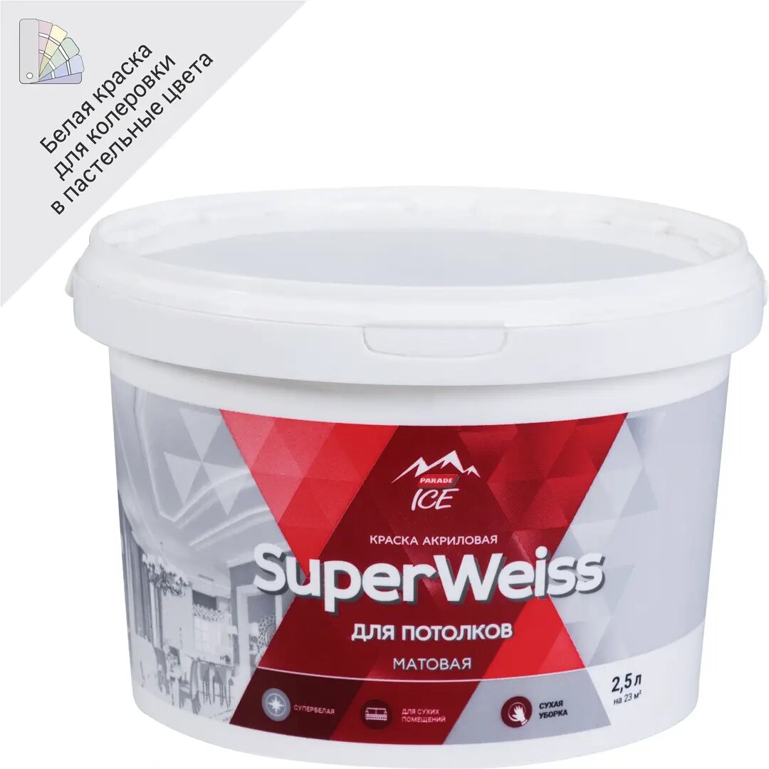 Краска для потолков Parade DIY SuperWeiss цвет белый 2.5 л