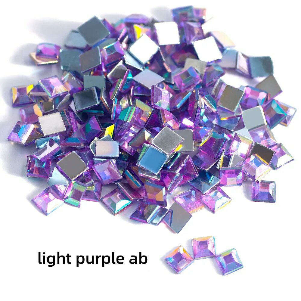 Стразы квадратные 6 мм, light purple ab, 100 шт