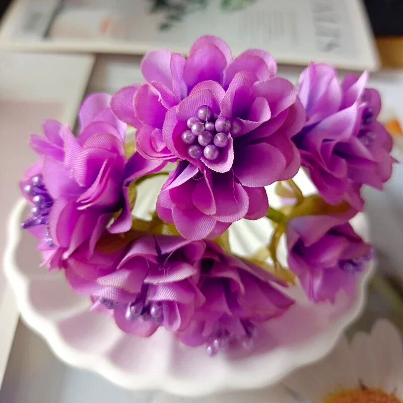 Искусственные цветы, мини-букет роз для свадебного украшения, венок для рукоделия, уличный сад, Рождественская домашняя коробка для конфет, скрапбукинг