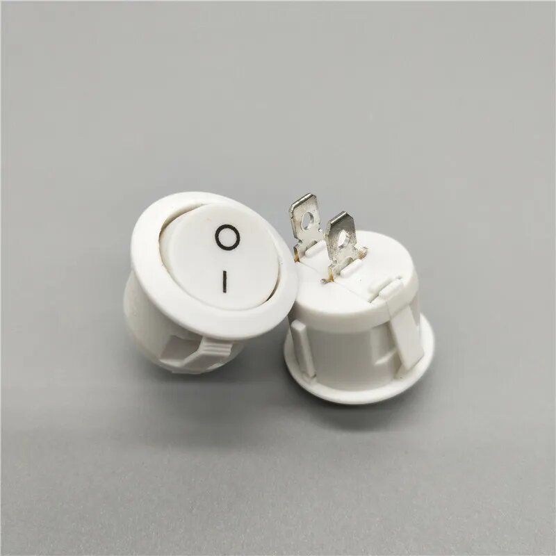 Переключатель ON/OFF круглый белый W-2D2P 5 шт.