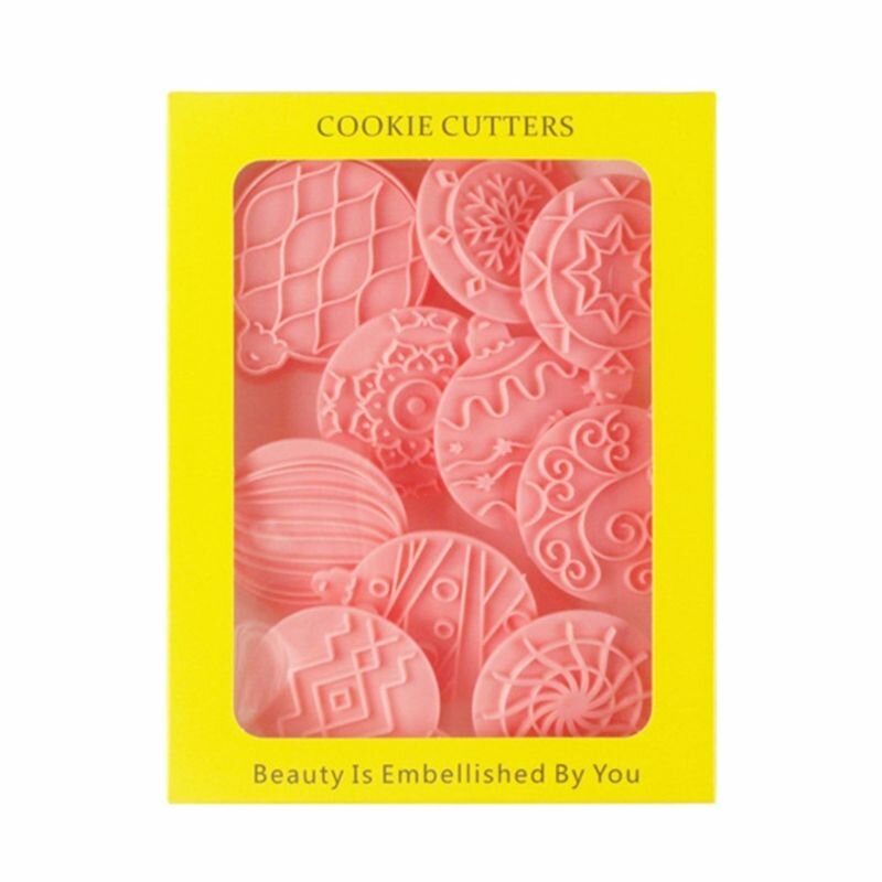 10 шт, рождественские шарики, формочки для печенья, штампы для печенья, форма для помадки, пластиковые кухонные принадлежности для выпечки