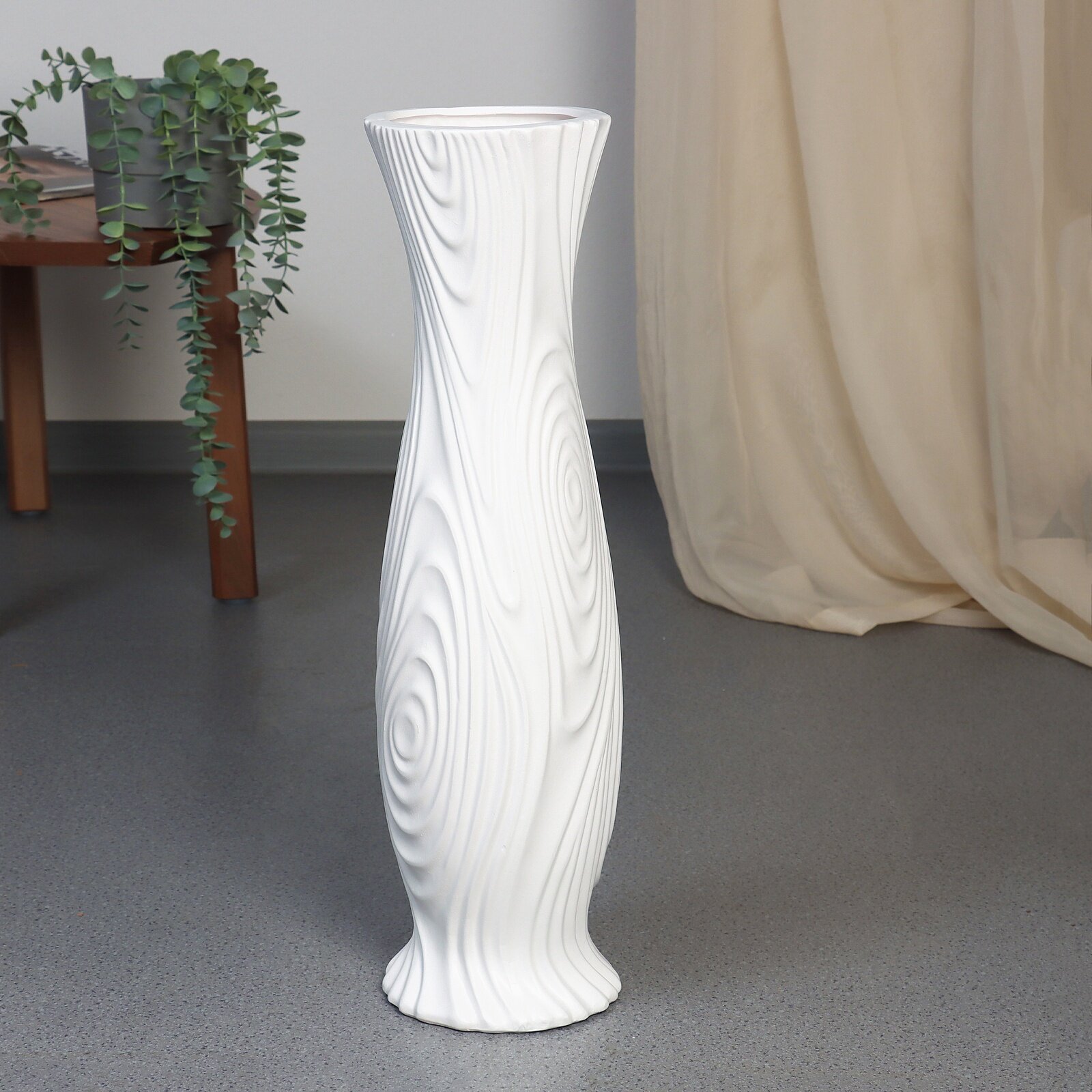 Ваза напольная «Тревор», 56×15 см, керамика, белая