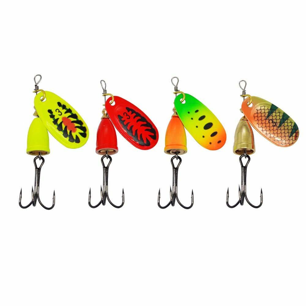 Блесна вращающаяся вертушка на щуку, на окуня Kononenych №3 8гр - набор из 4-х штук