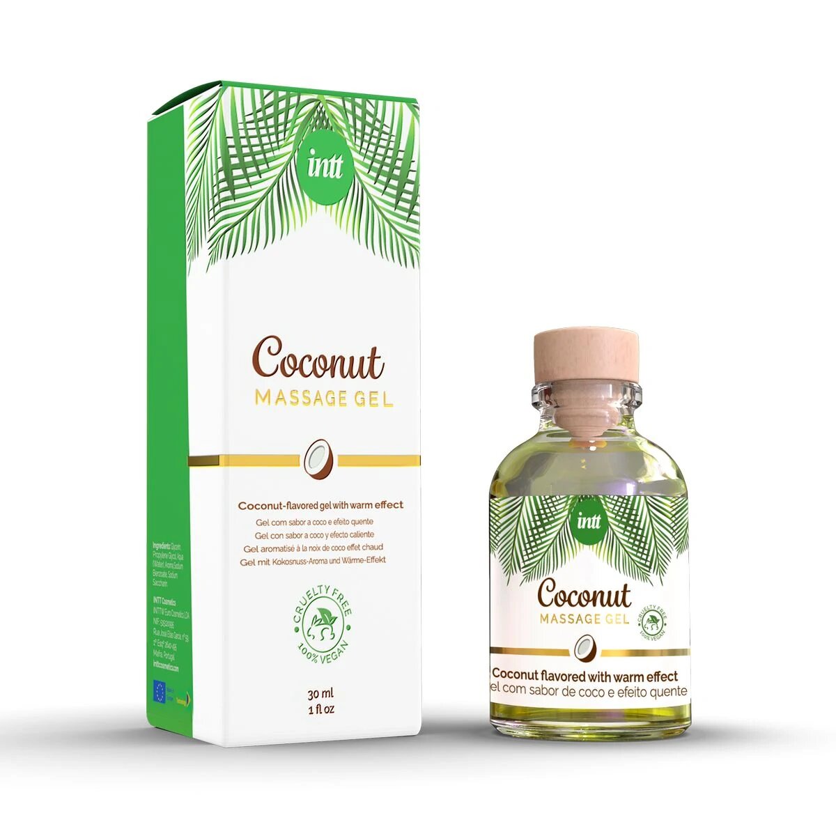 Массажный гель Intt Coconut, гипоаллергенный, с ароматом кокоса, 30 мл