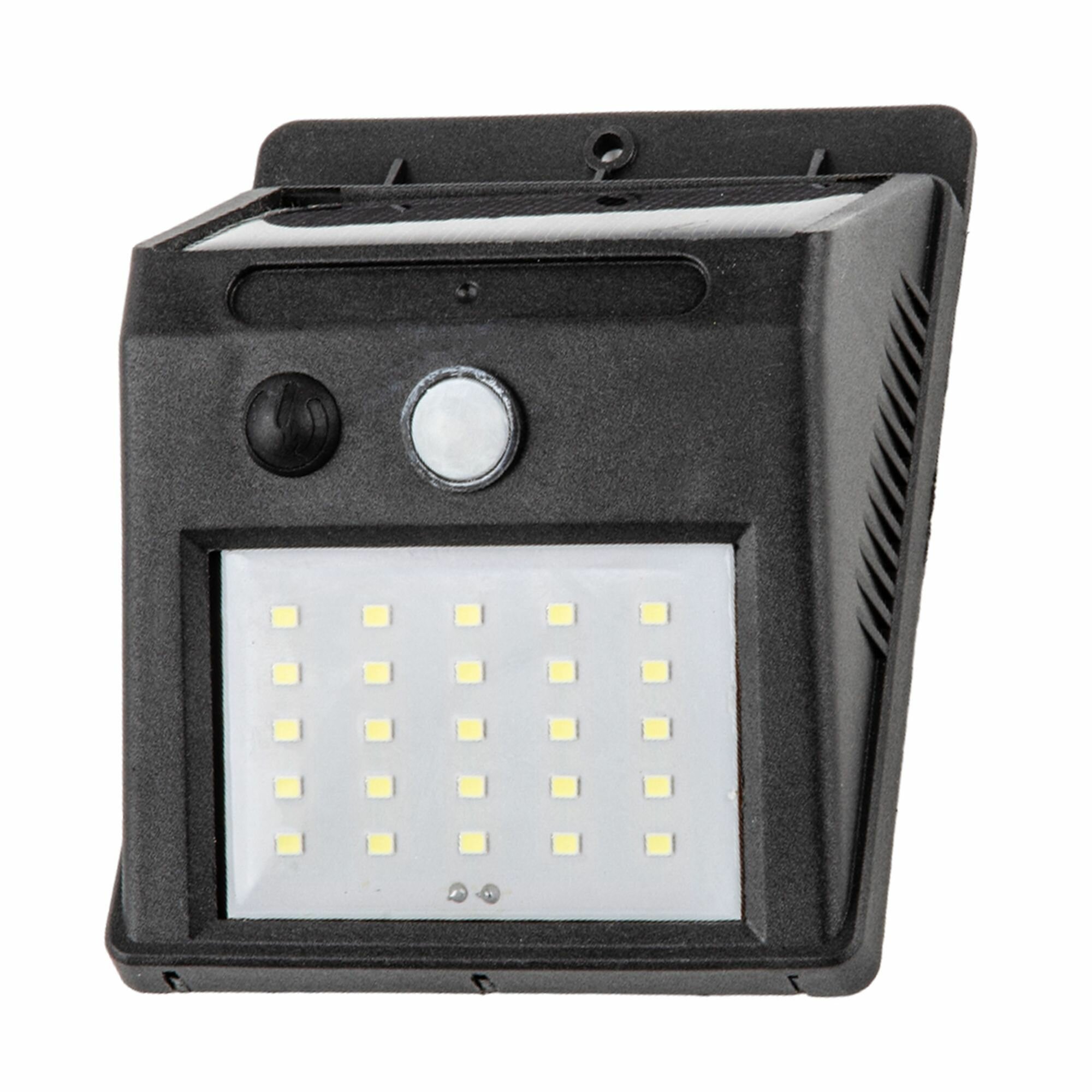 Светильник настенный на солнечной батарее. С датчиком движения и аккумулятором. Белый свет. Уличный IP44